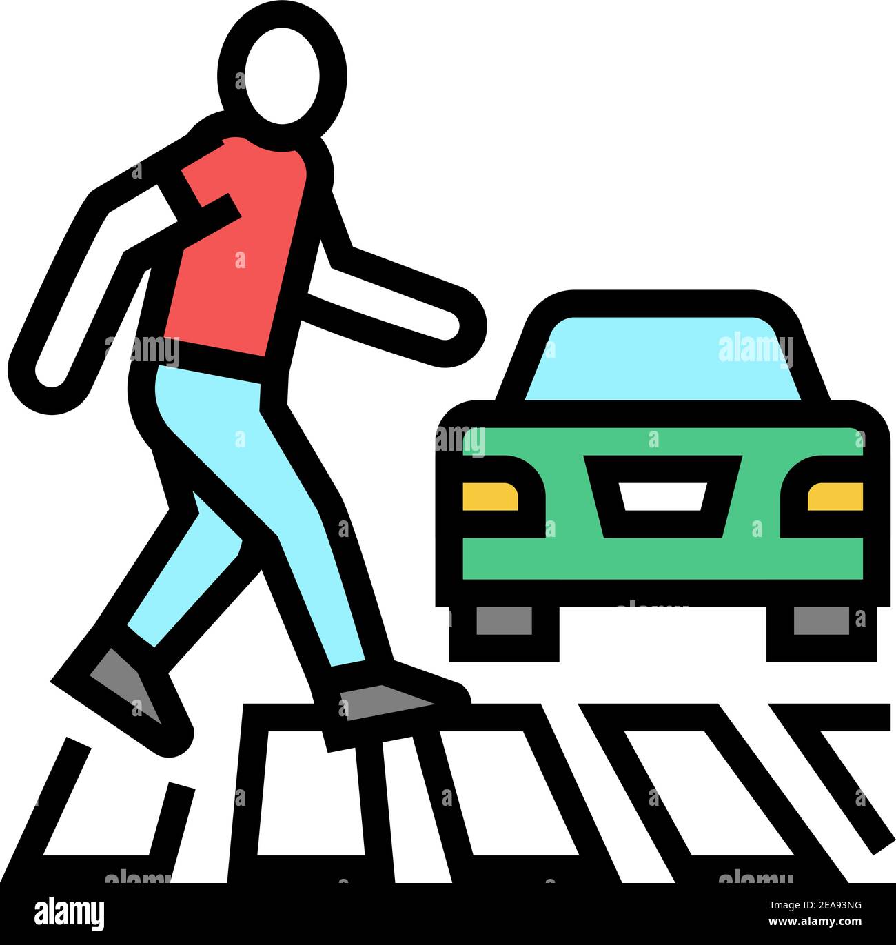 human crossing road on crosswalk color icon vector illustration Stock ...