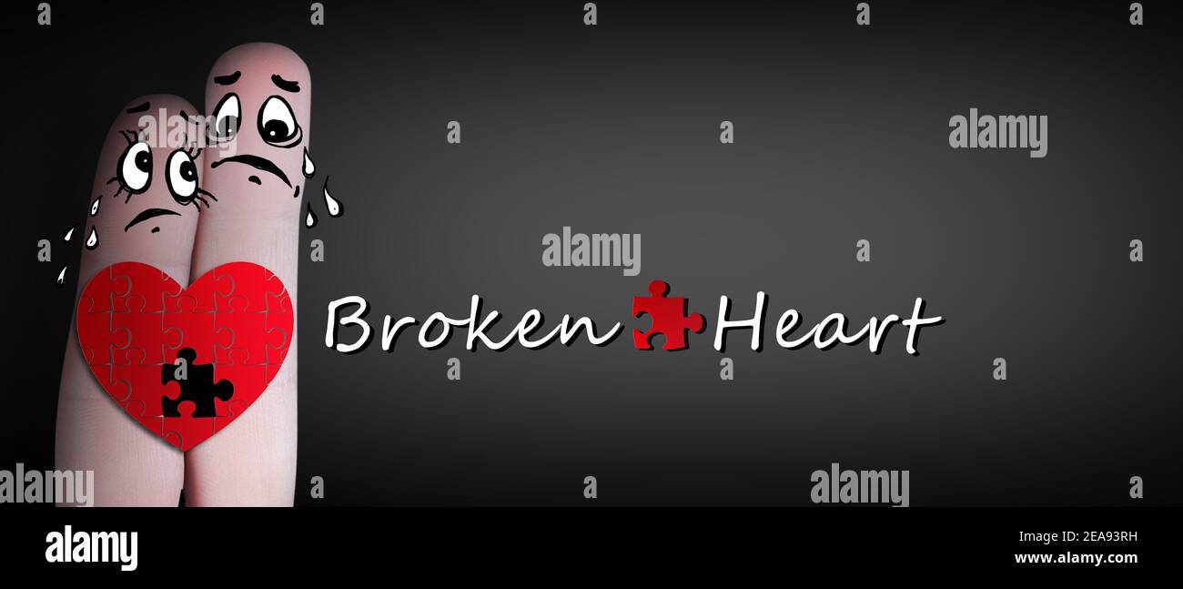 Heartbreak concept with broken heart. Separation and divorce. 3d ...