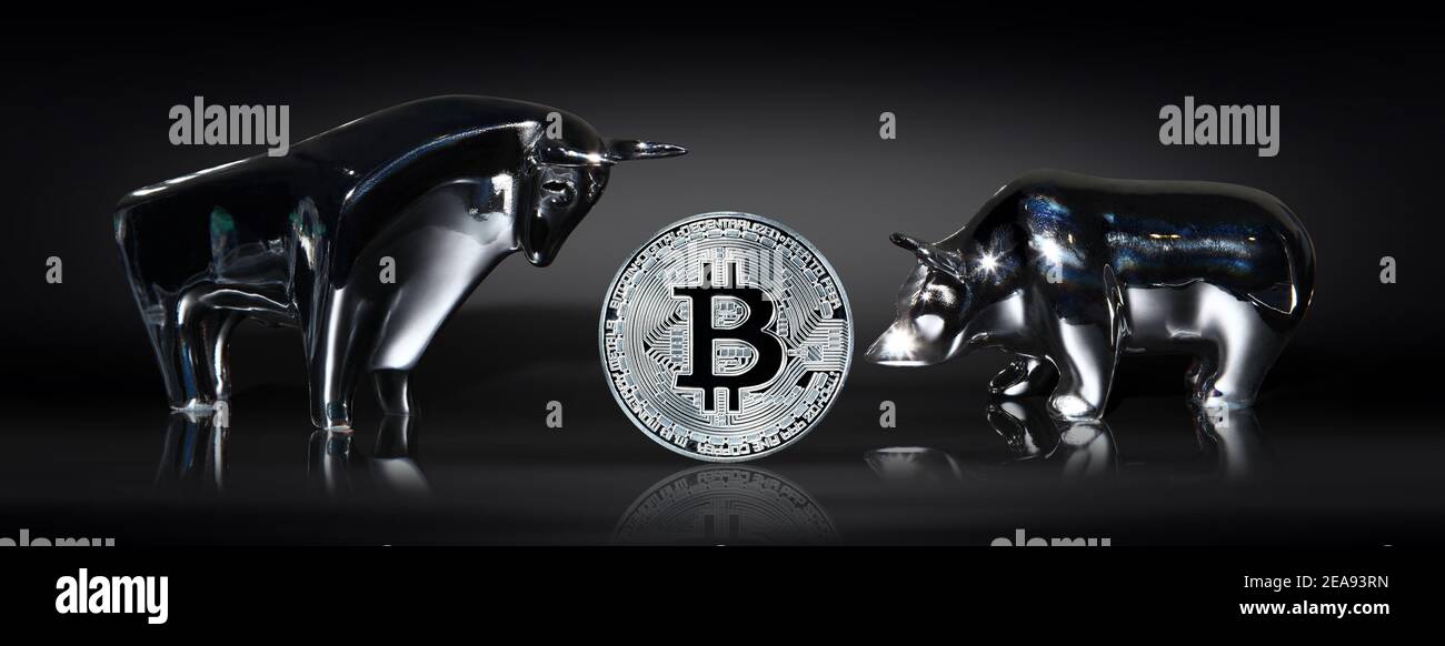 Cryptocurrency concept. Trends in bitcoin exchange rates. Rise and fall ...