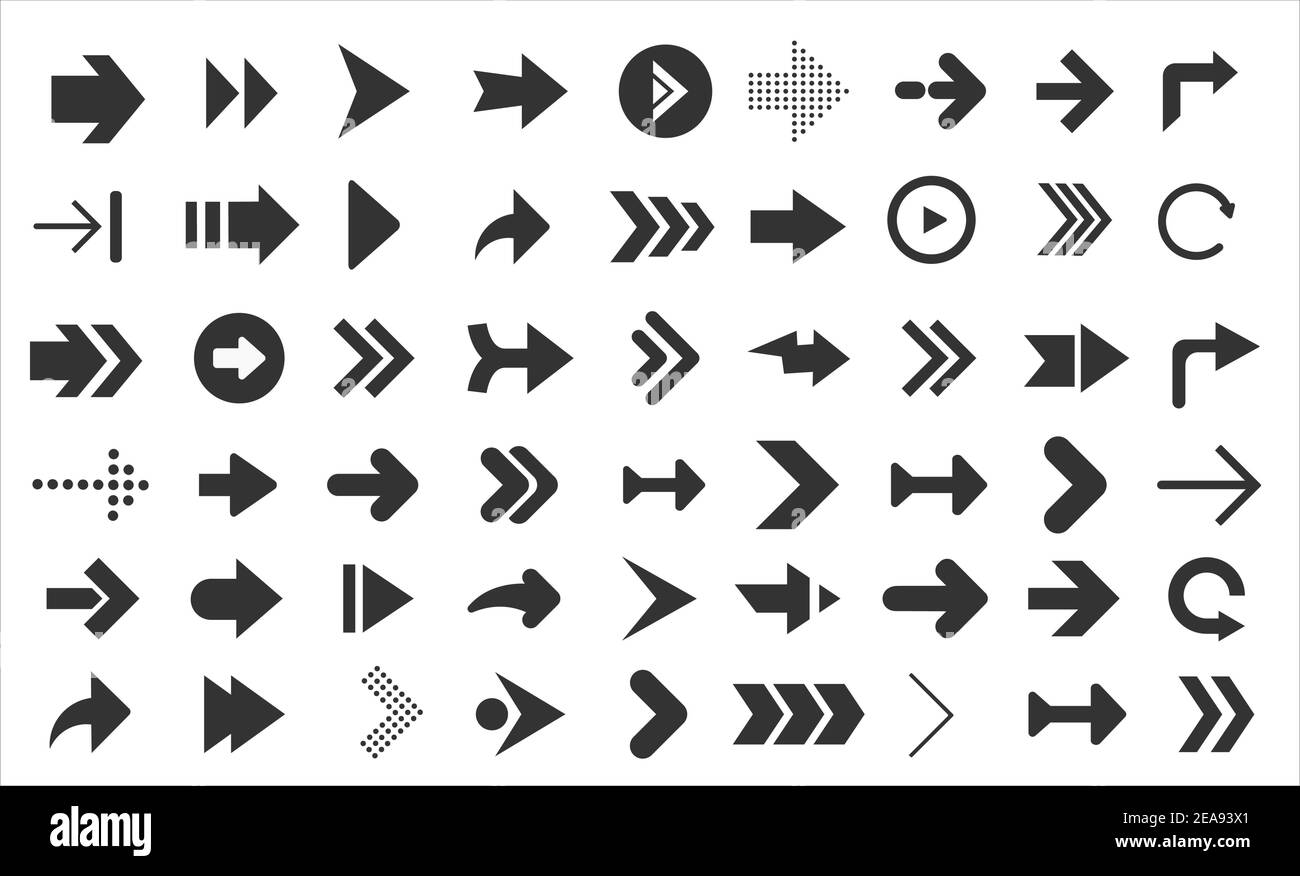 Arrows web collection on white. Modern graphic direction signs computer ...