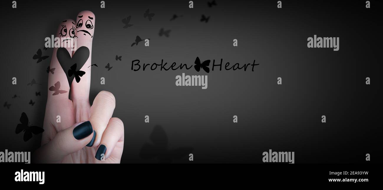 Heartbreak concept with broken heart. Separation and divorce. 3d ...