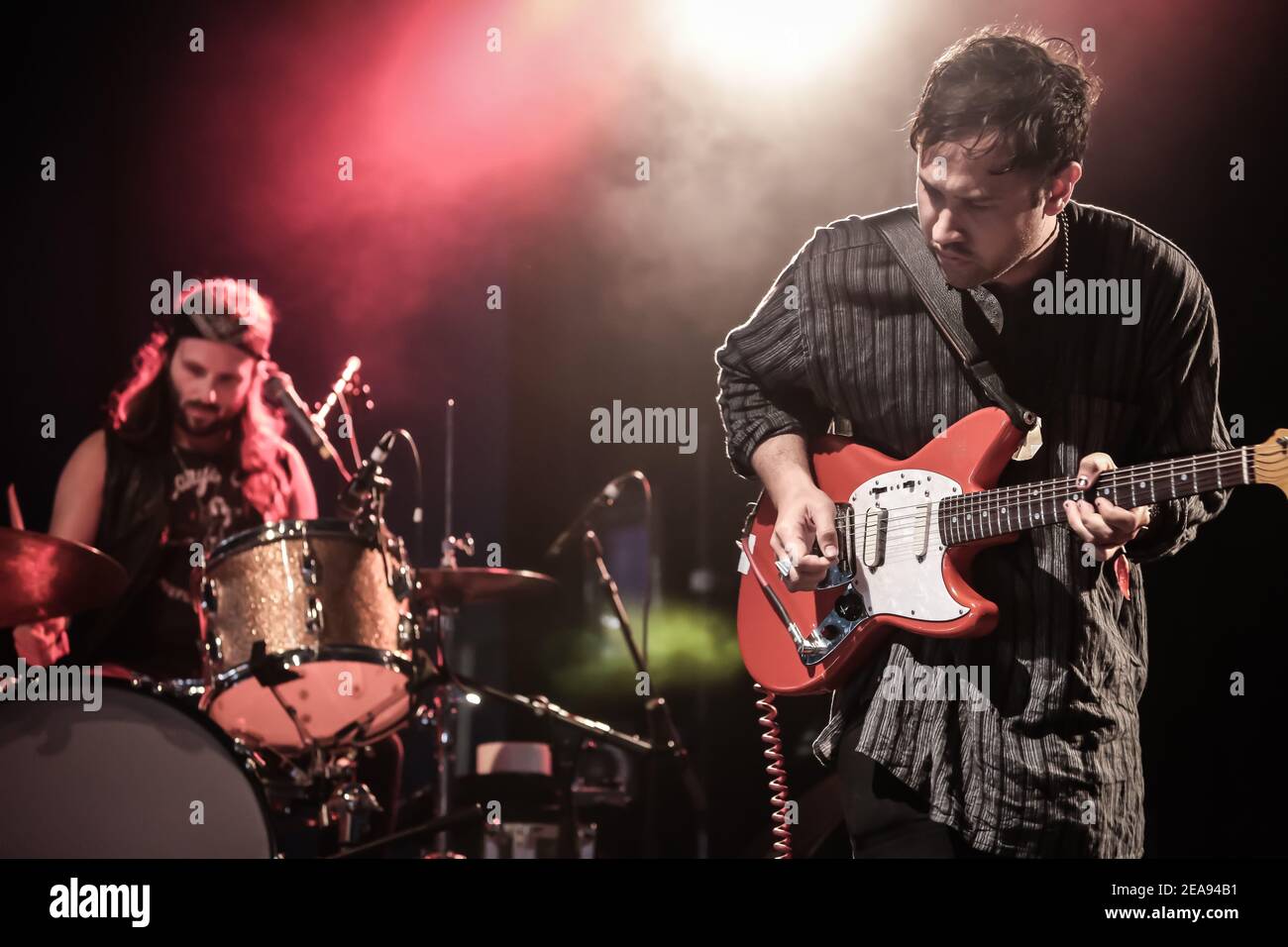 Ruban Nielson of Unknown Mortal Orchestra performing live on stage as ...