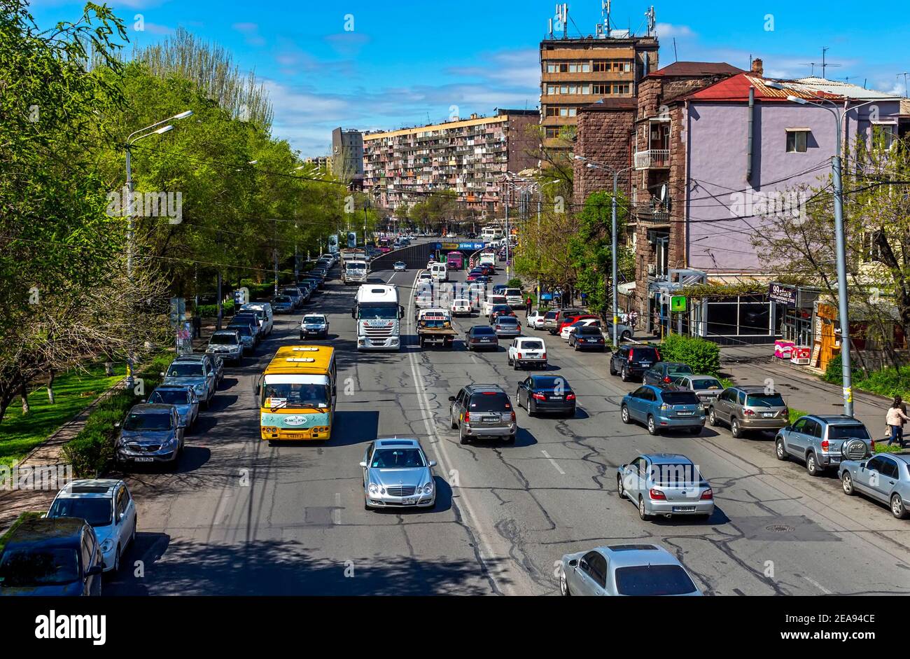 YEREVAN, ARMENIA - APRIL 18,2019:Komitas Street is the main ...