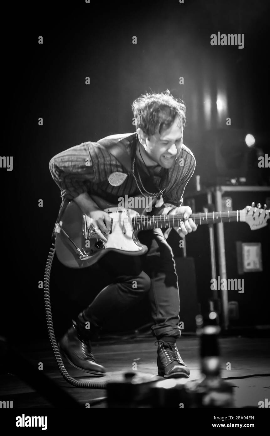 Ruban Nielson of Unknown Mortal Orchestra performing live on stage as ...