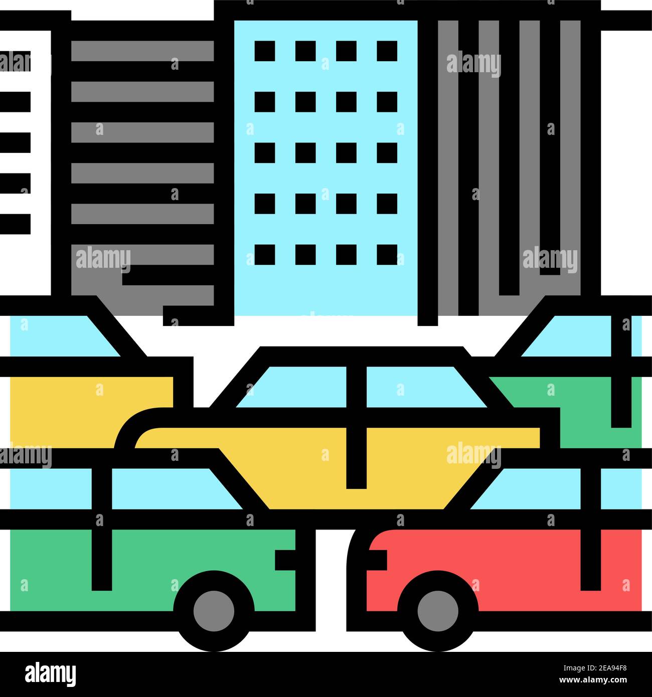 city traffic jam color icon vector illustration Stock Vector Image ...