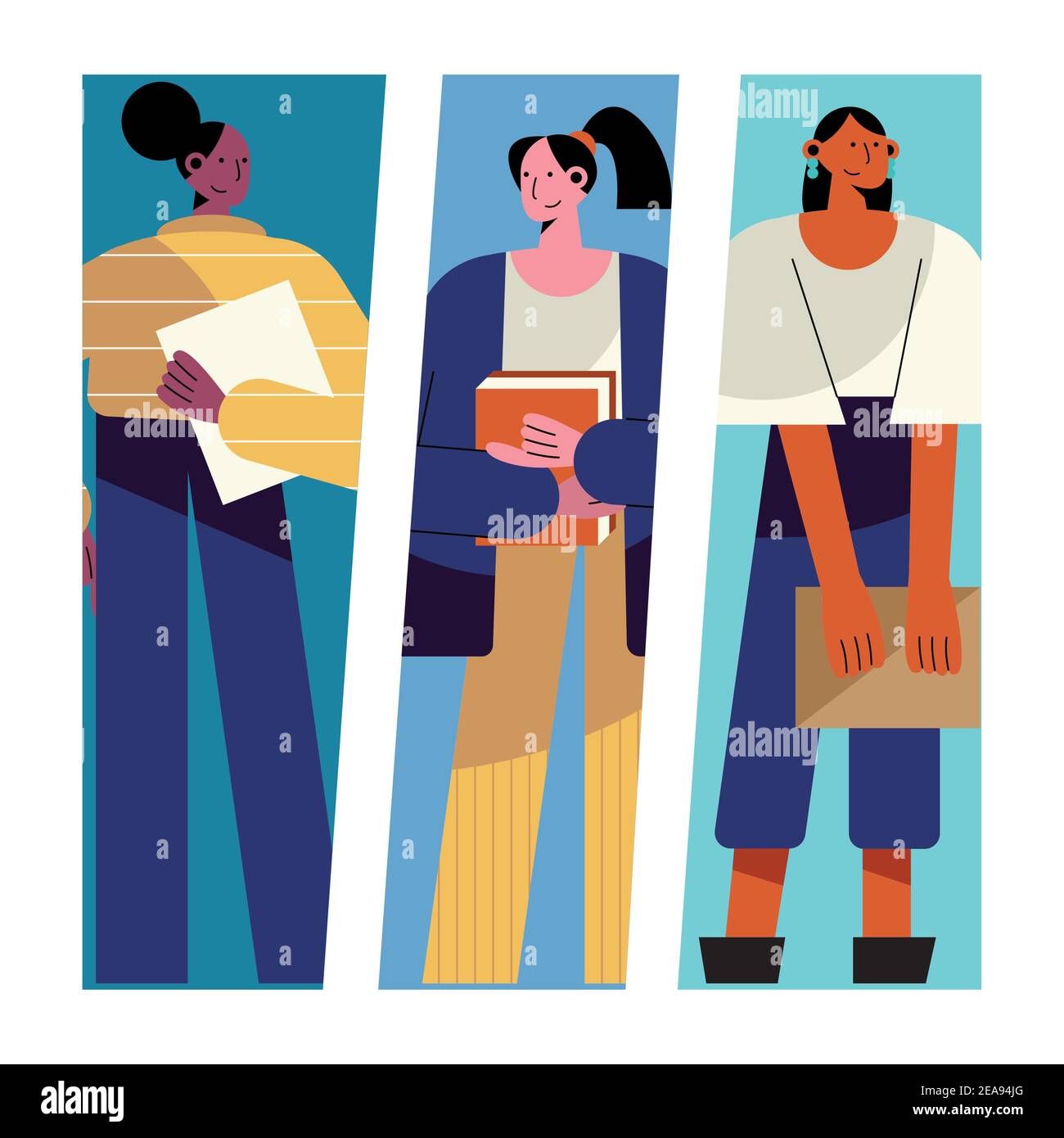 bundle of three women different professions characters vector ...