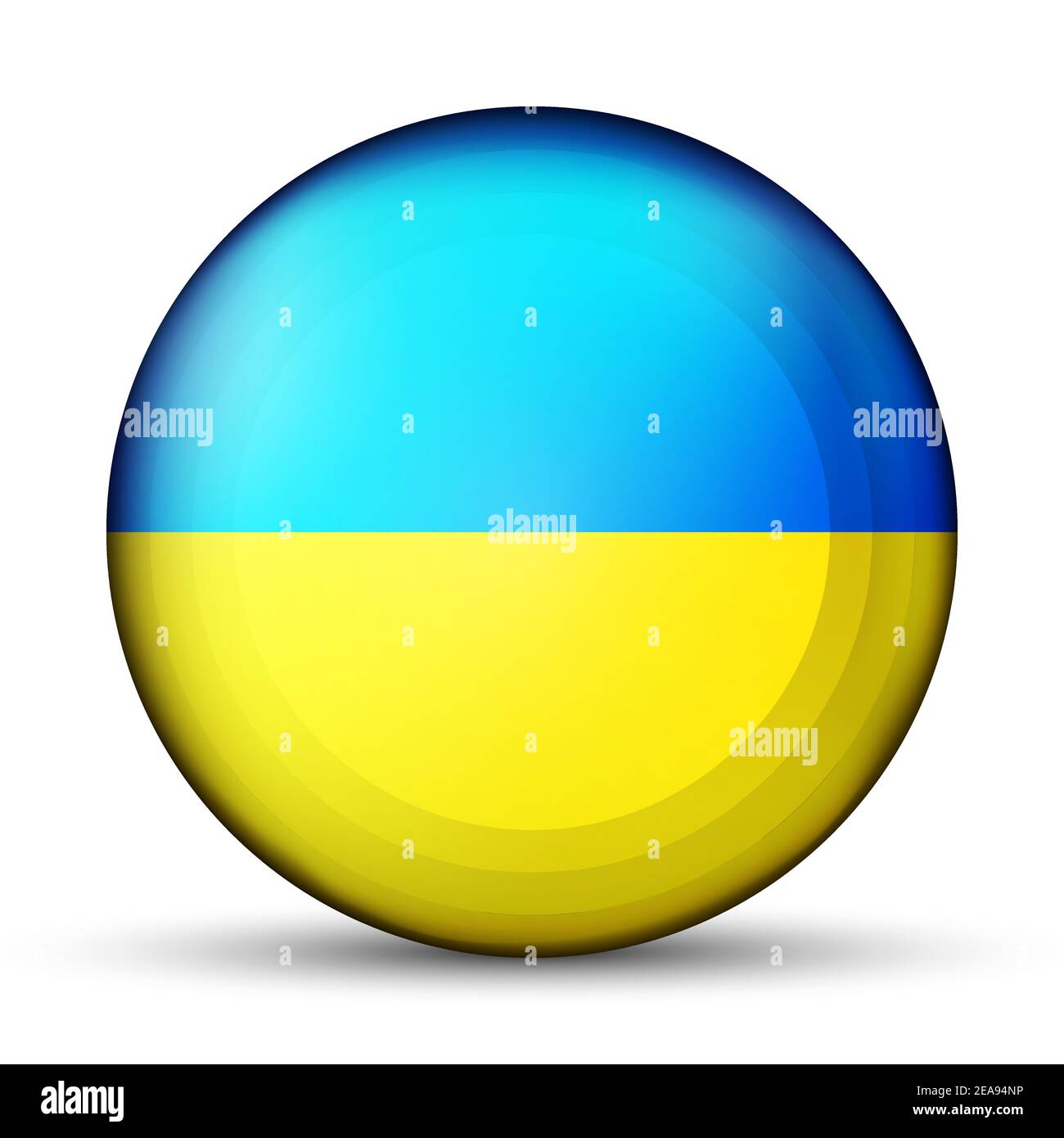 Glass light ball with flag of Ukraine. Round sphere, template icon ...