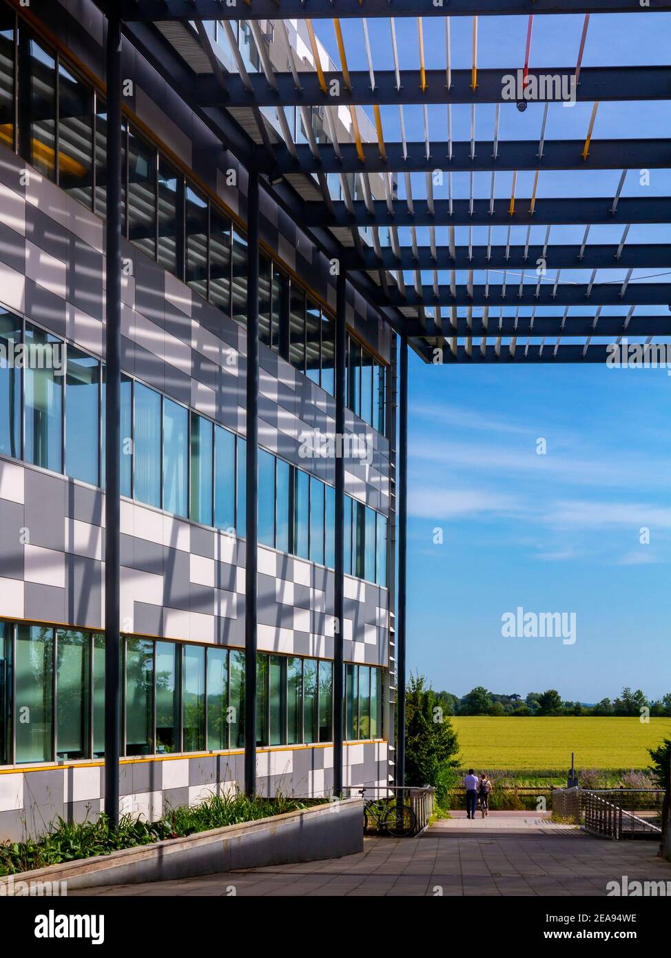 Modern research buildings on the outskirts of Cambrige city in ...
