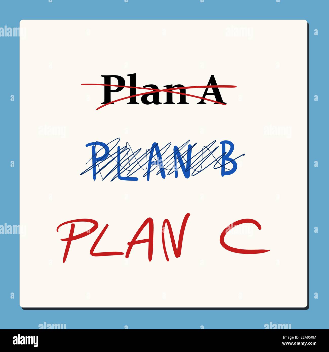 Plan A, Plan B and C. Business planning problems. Impromptu strategy ...