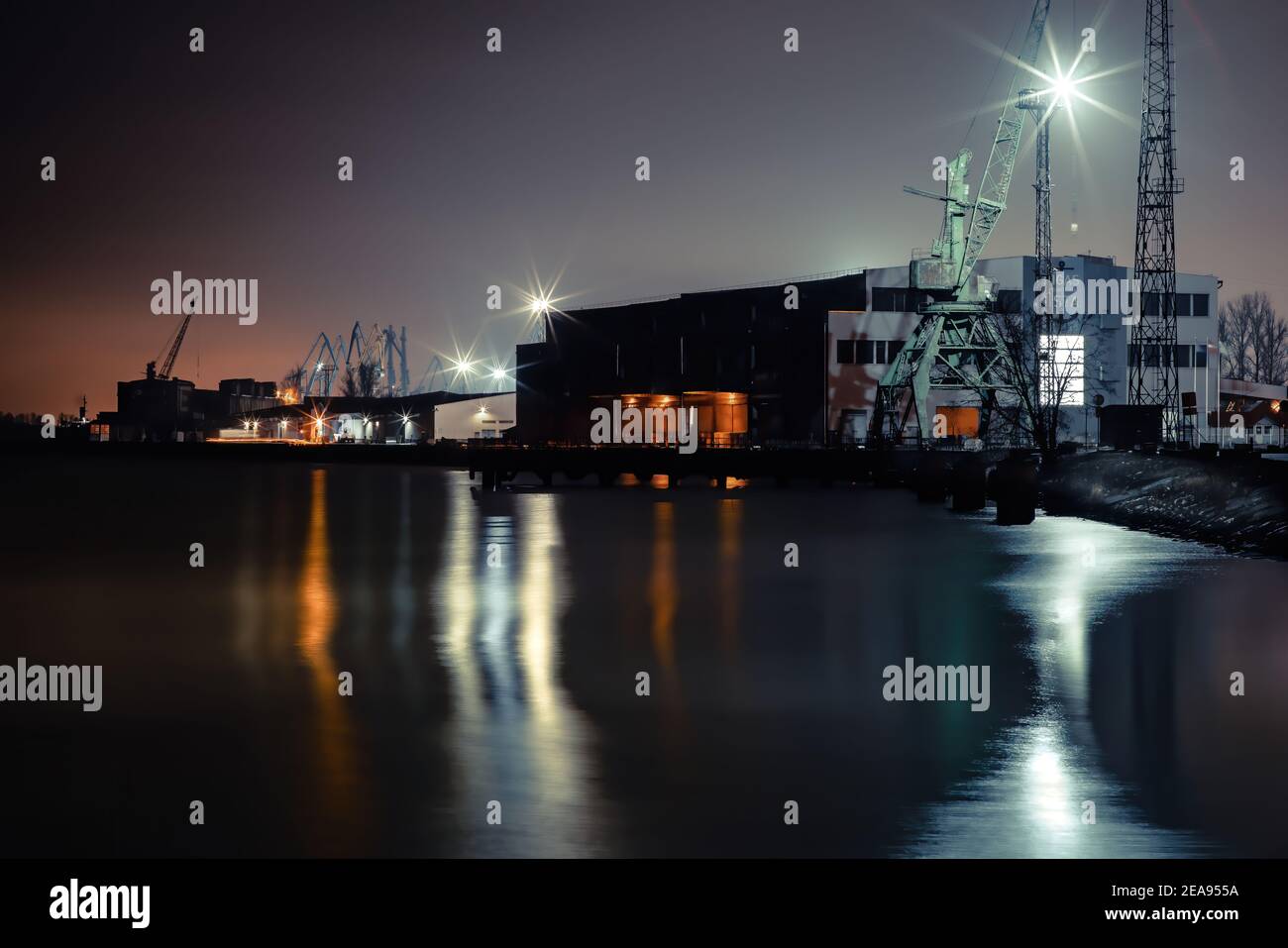 01-02-2021 Riga, Latvia Container ship in asia port while load the job ...