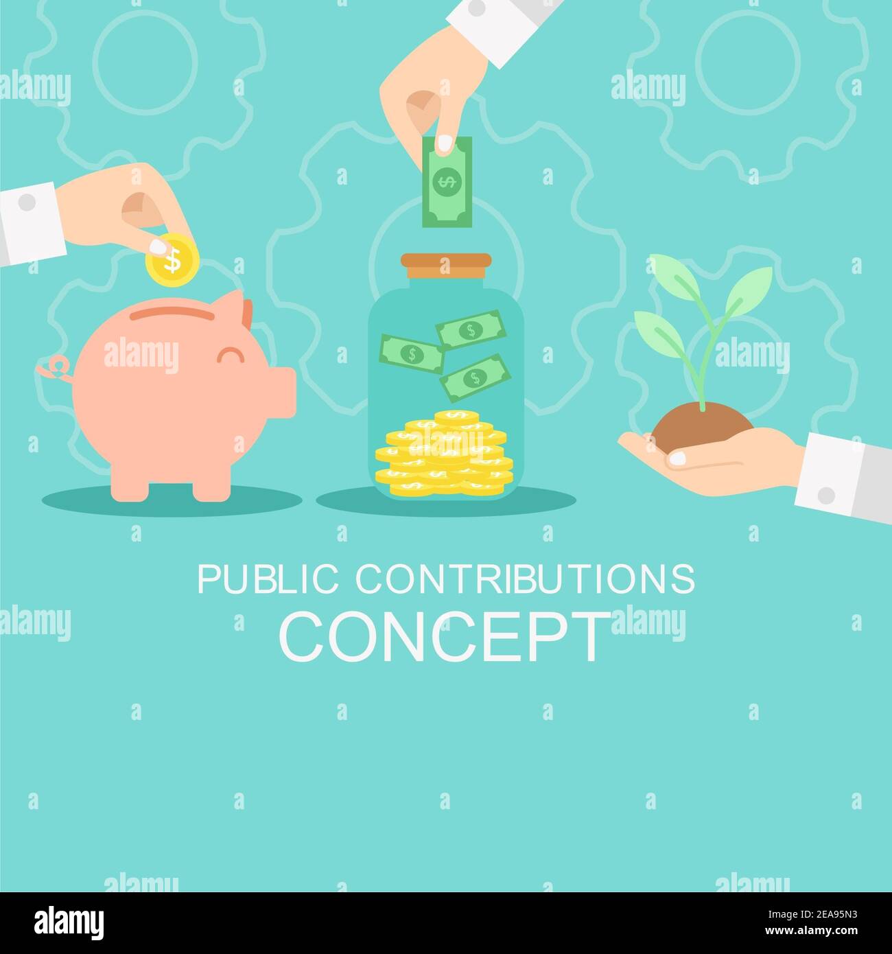 Illustration portraying the concept of the public contribution Stock ...