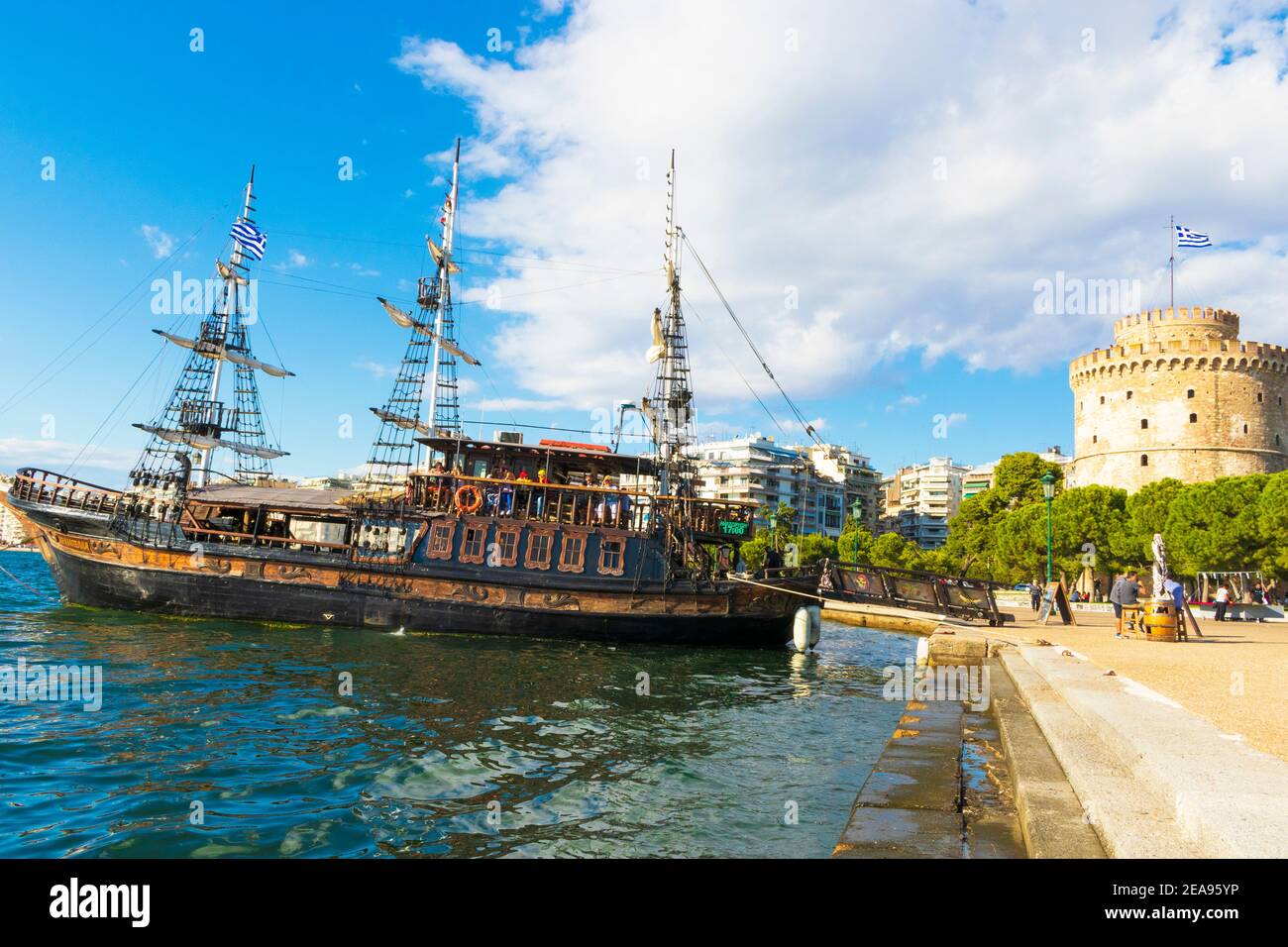 View of Thessaloniki seafront esplanade.Thessaloniki is a Greek port ...