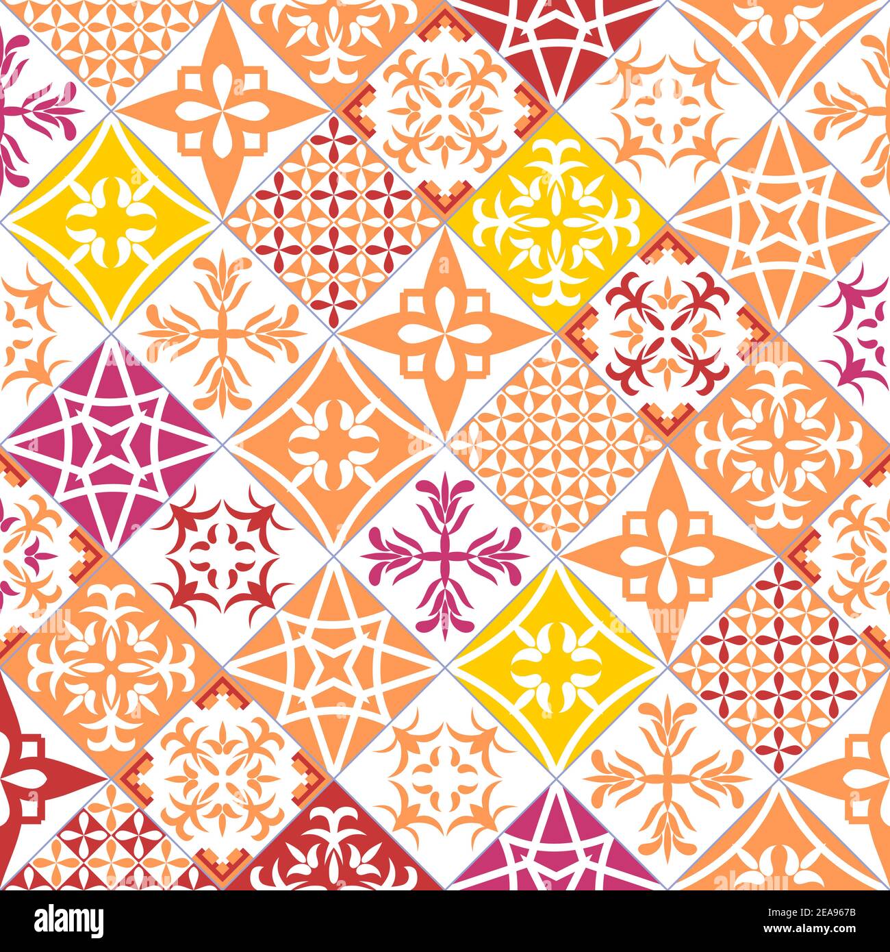 Beautiful tiles patchwork pattern. Moroccan or rustic Italian style ...