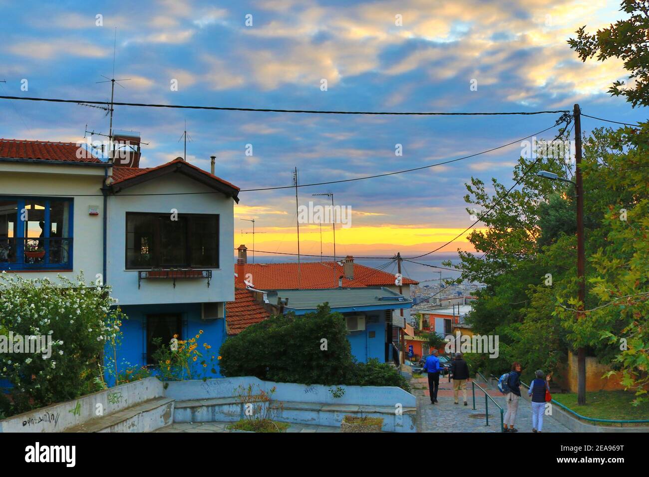 Sunset over Thessaloniki city.Thessaloniki is a Greek port city on the ...