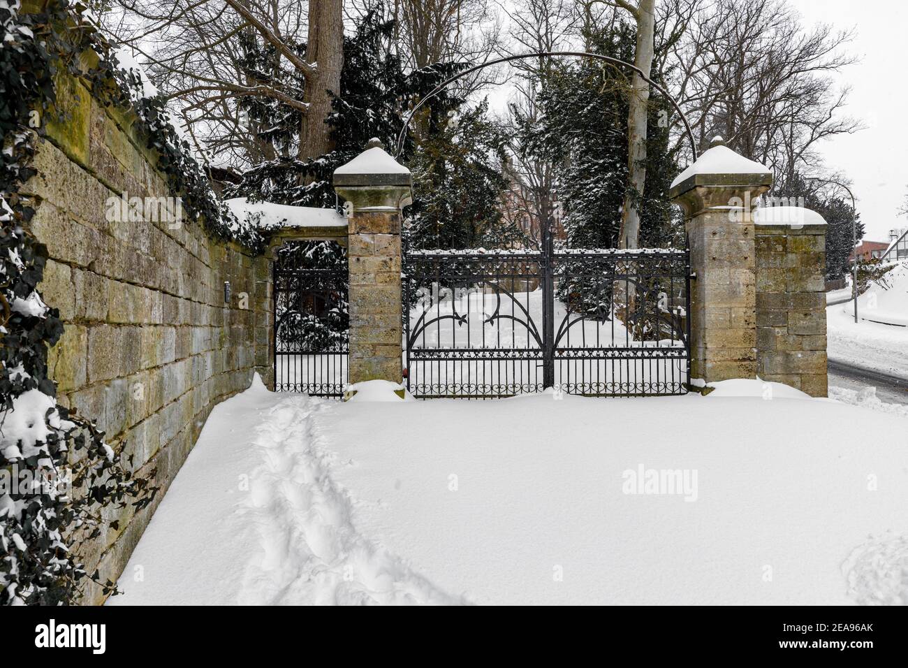 Historic Gate in the winter Stock Photo - Alamy