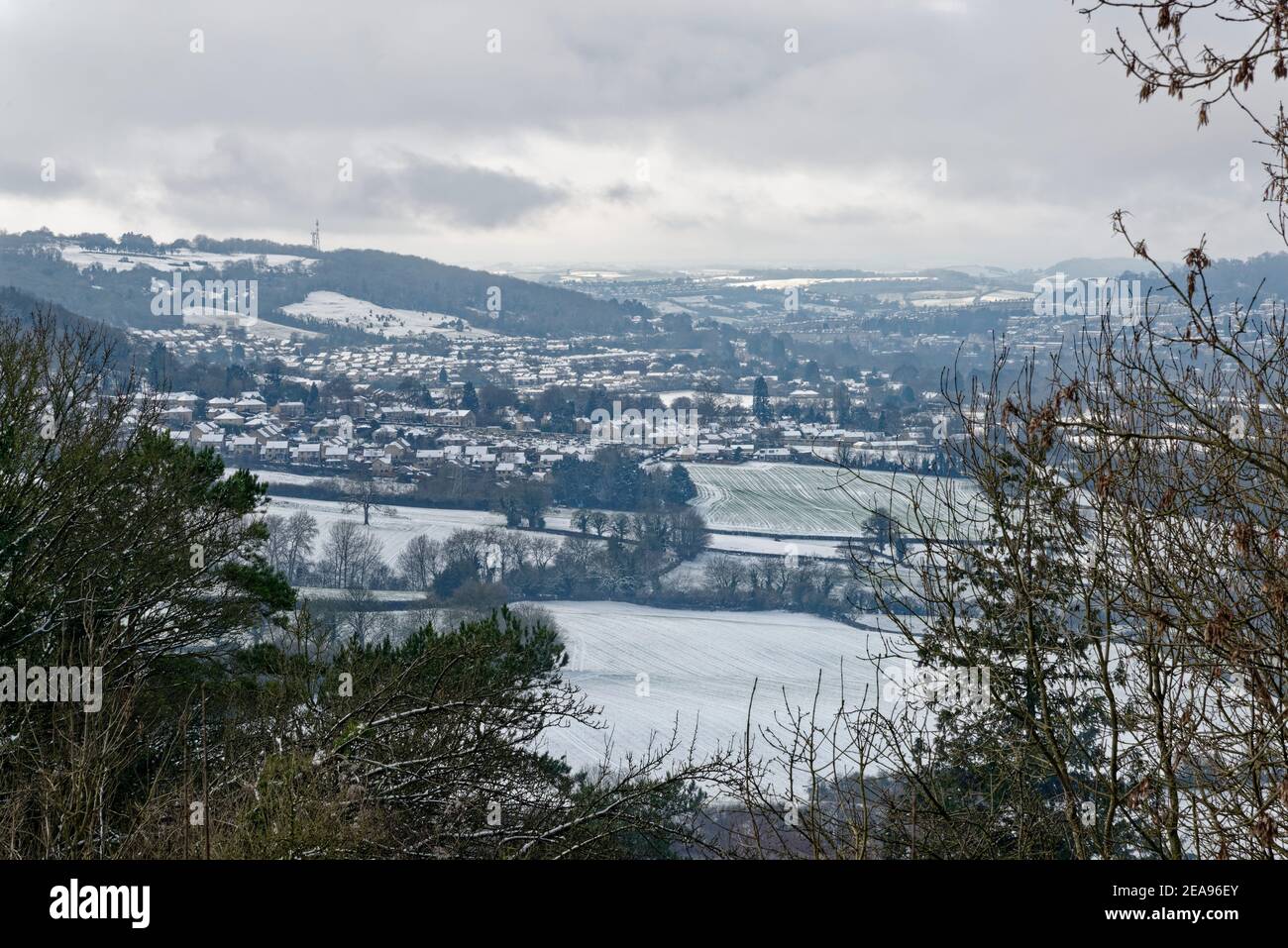 Overview of Bathford and Bathhampton villages and Bath City from ...