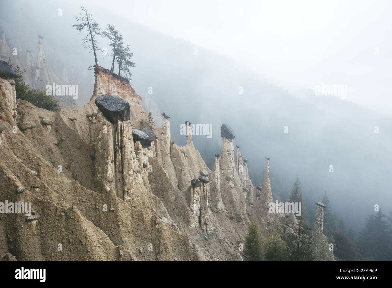The earth pyramids of Percha in the Dolomites, South Tyrol, Italy in ...