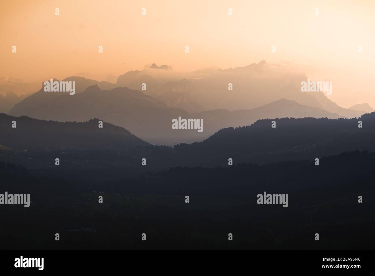 Sunset layers in mountains hi-res stock photography and images - Alamy