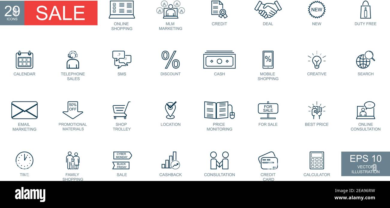 SET 29 pcs icons discounts and promotions - Vector illustration Stock ...