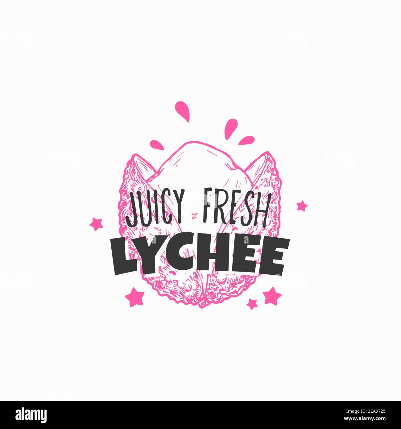 Juicy Fresh Lychee Badge, Label or Logo Template. Hand Drawn Fruit ...