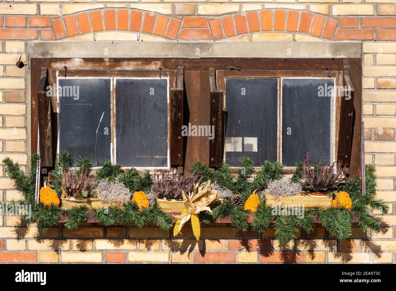 Facade detail brick house Stock Photo - Alamy