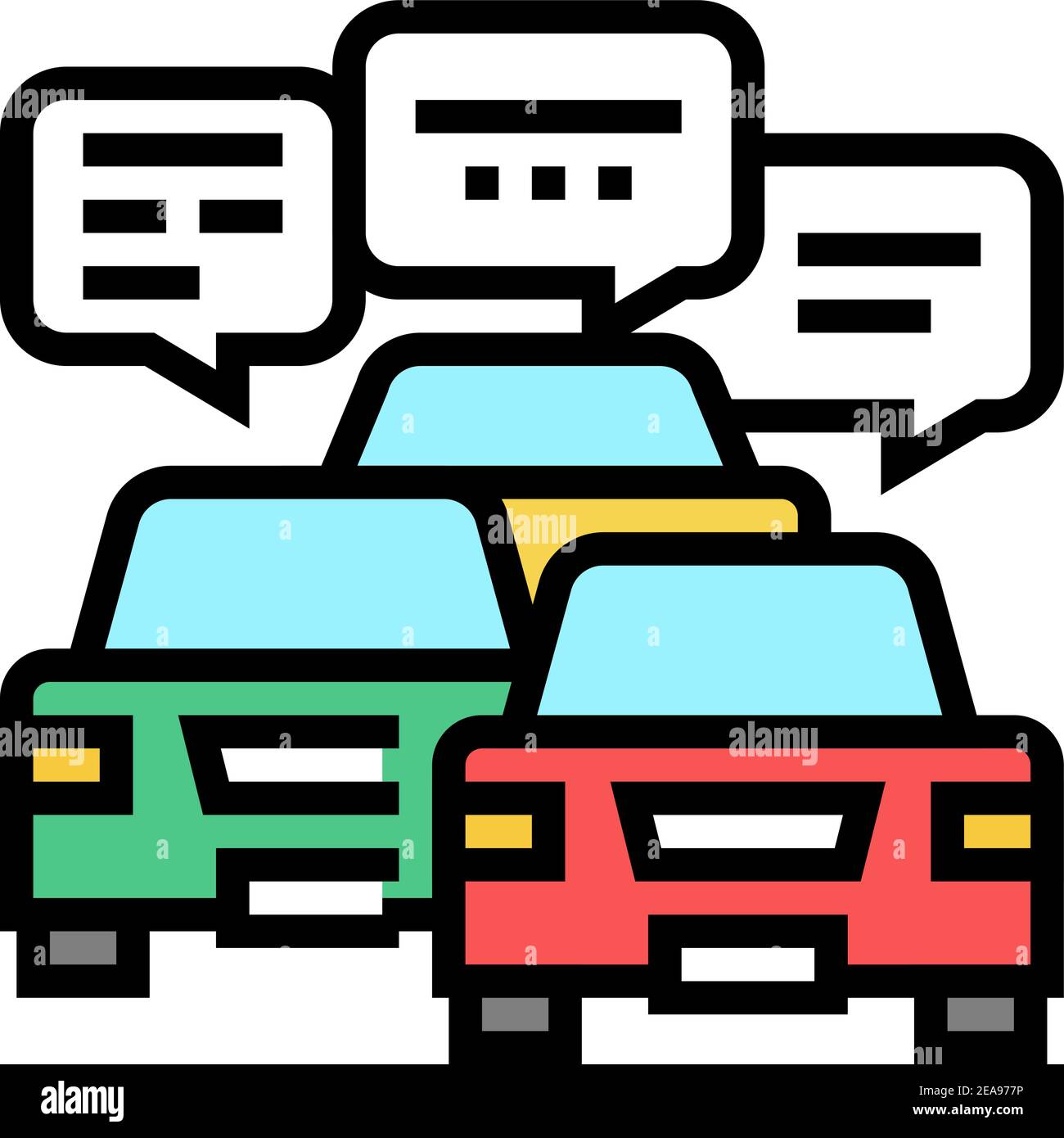 drivers communication in traffic jam color icon vector illustration ...