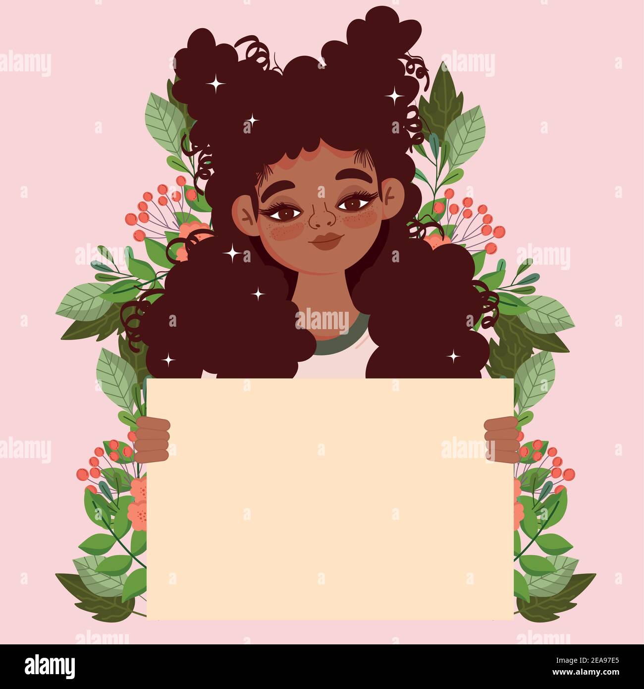 black woman protester holding placard vector illustration Stock Vector ...