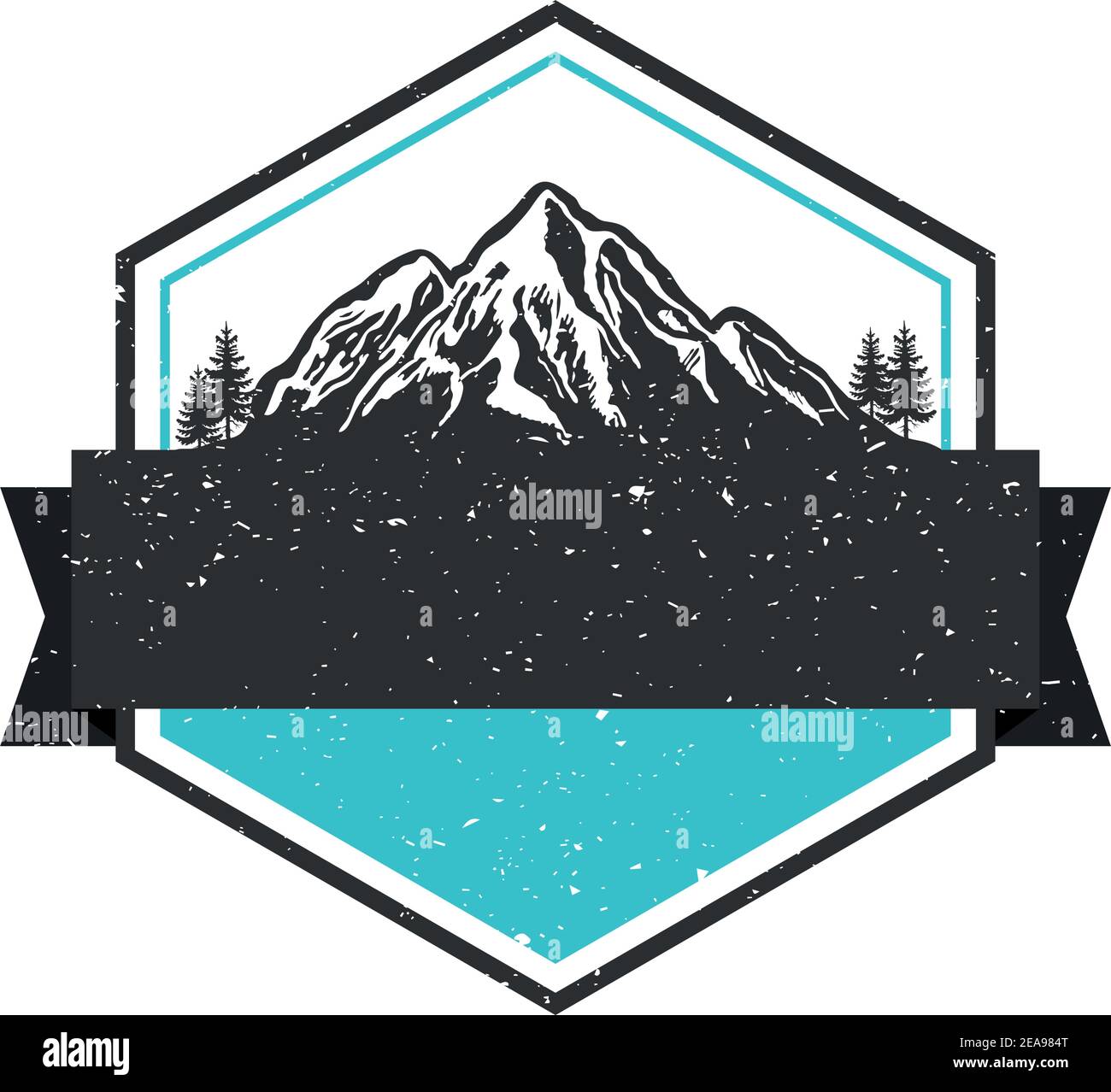 outdoor landscape with mountains in frame vector illustration design ...