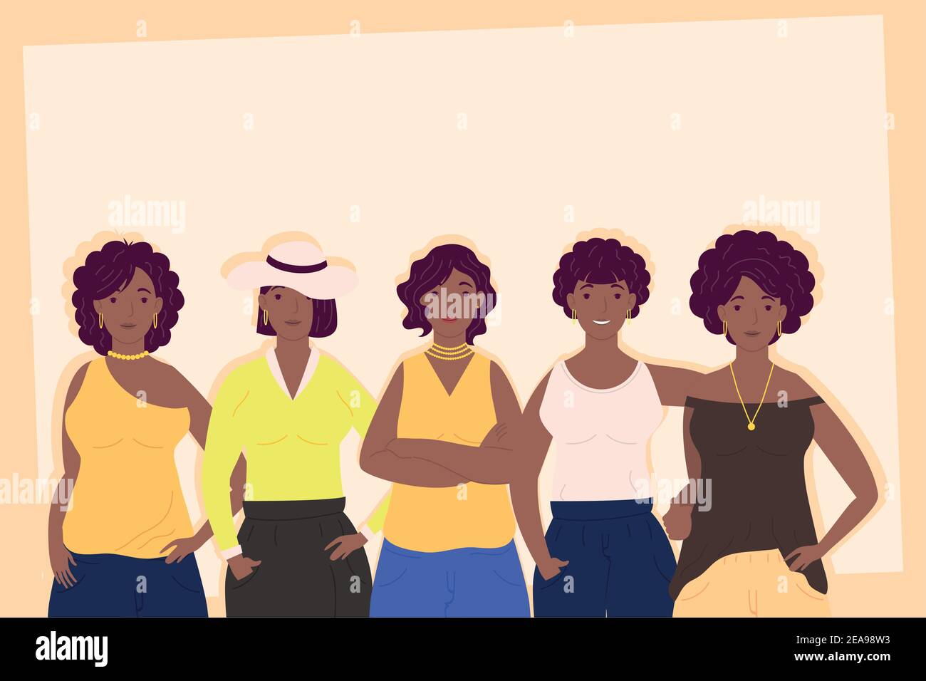 young afro girls avatars characters vector illustration design Stock ...