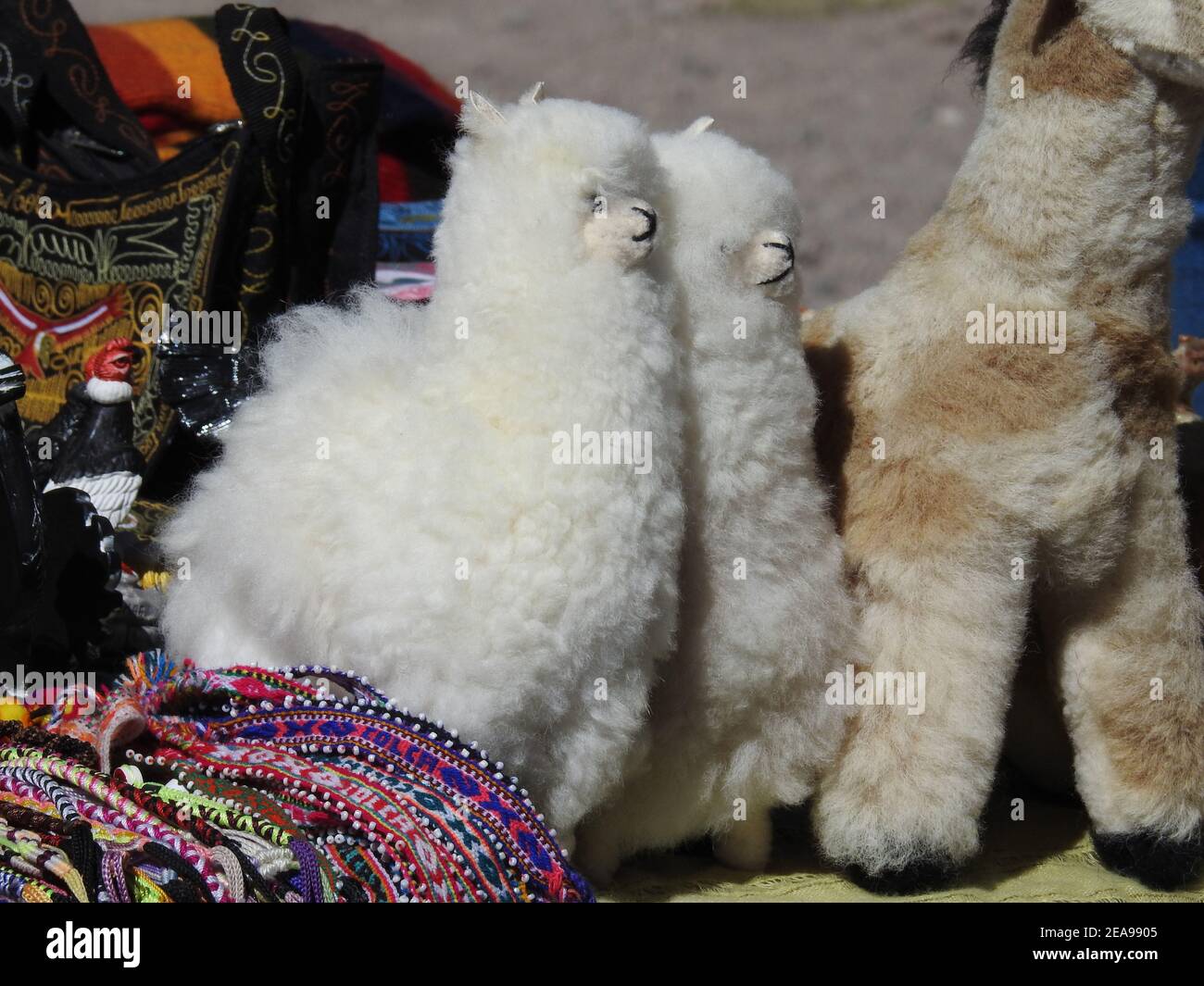 Closeup of stuffed llamas in a shop in Peru Stock Photo - Alamy