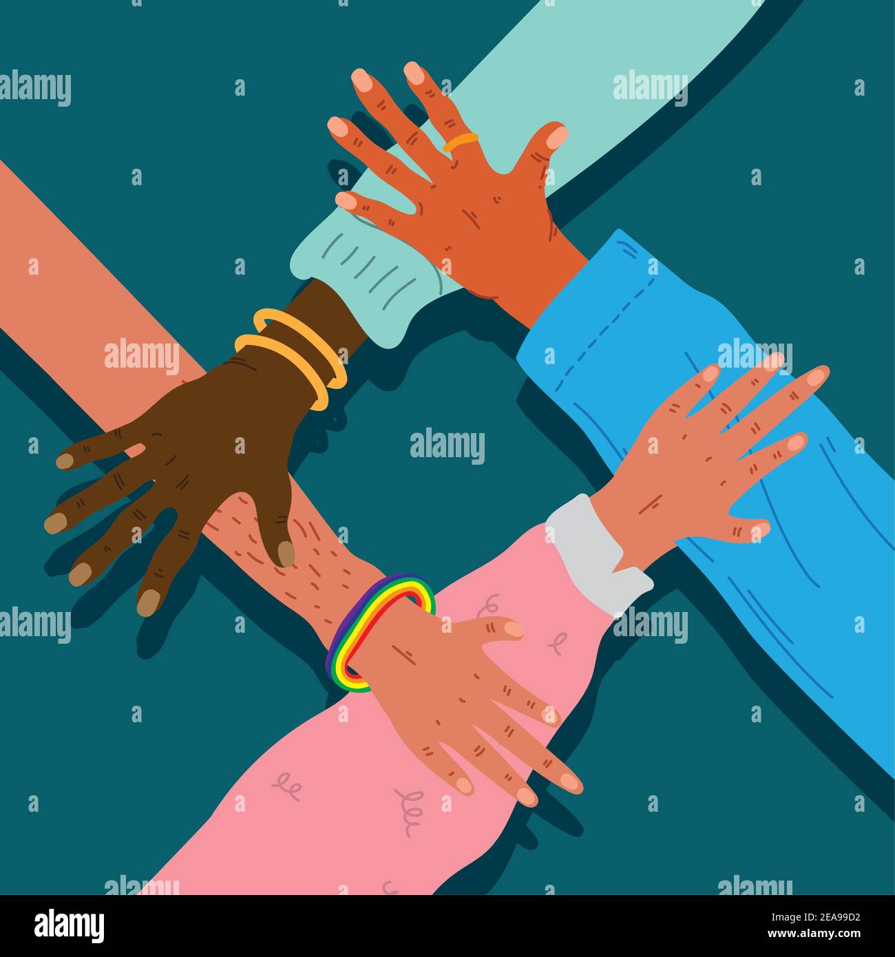 Hands different colors raised hi-res stock photography and images - Alamy