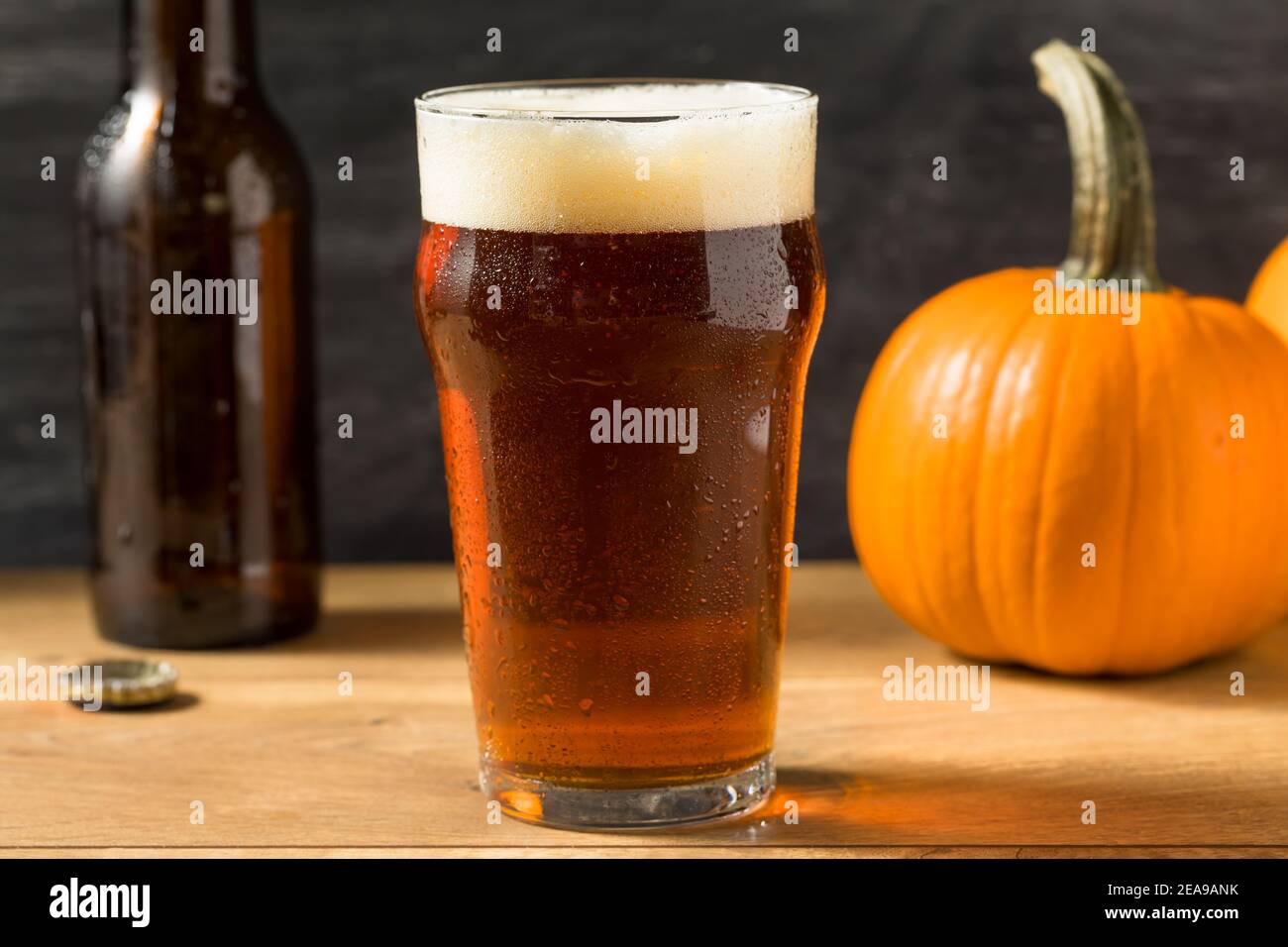 Cold Refreshing Pumpkin Ale Beer in a Pint Glass Stock Photo - Alamy