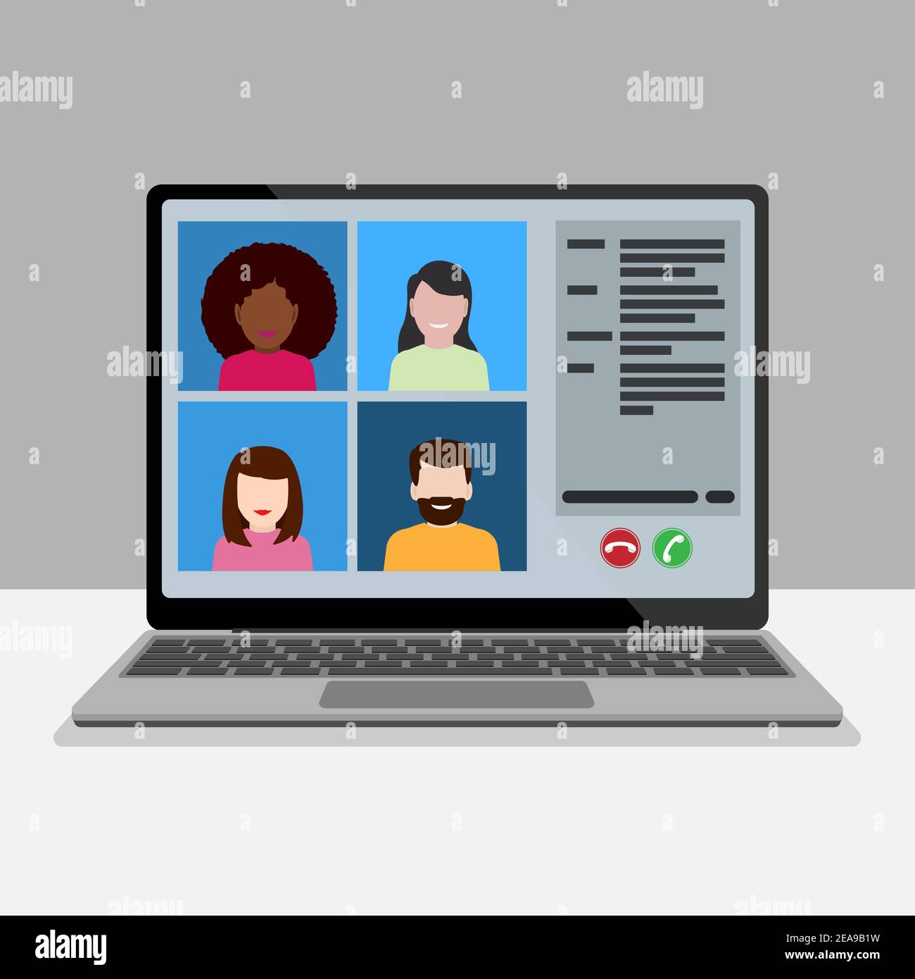 conference video call on laptop computer vector illustration Stock ...