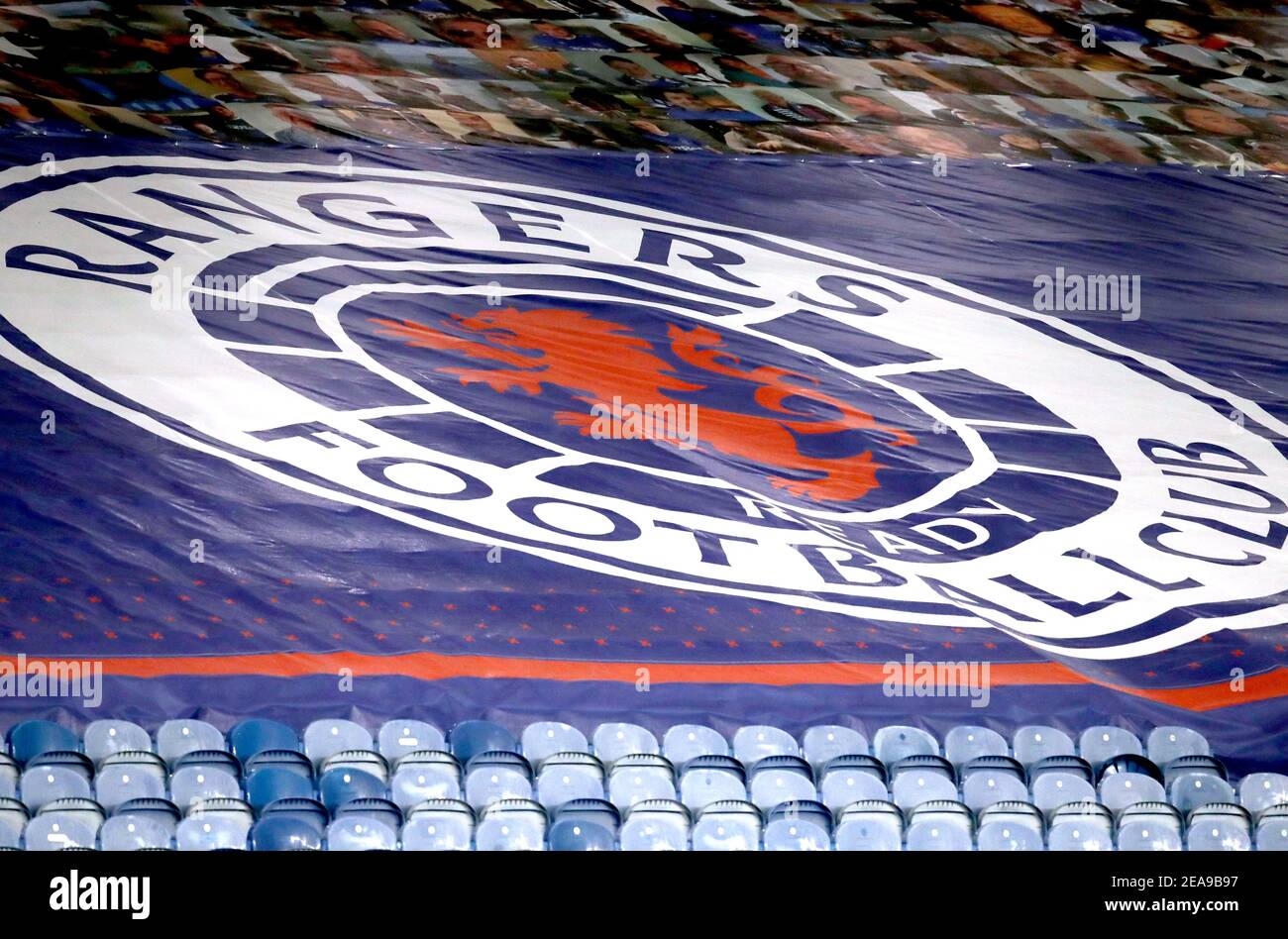 File photo dated 29-10-2020 of A general view of a Rangers FC banner ...