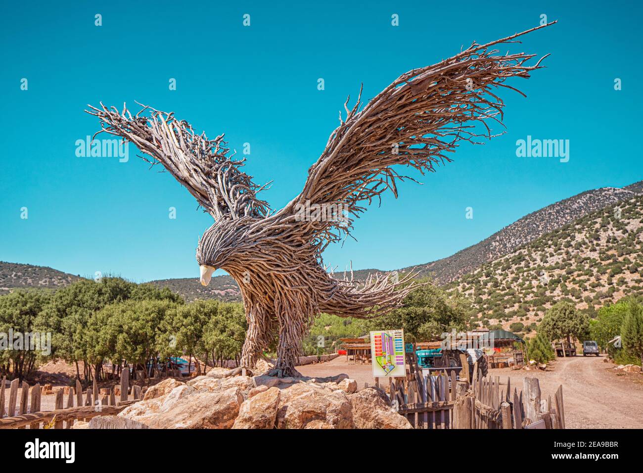 07 September 2020, Burdur, Turkey: A huge eagle sculpture made from ...