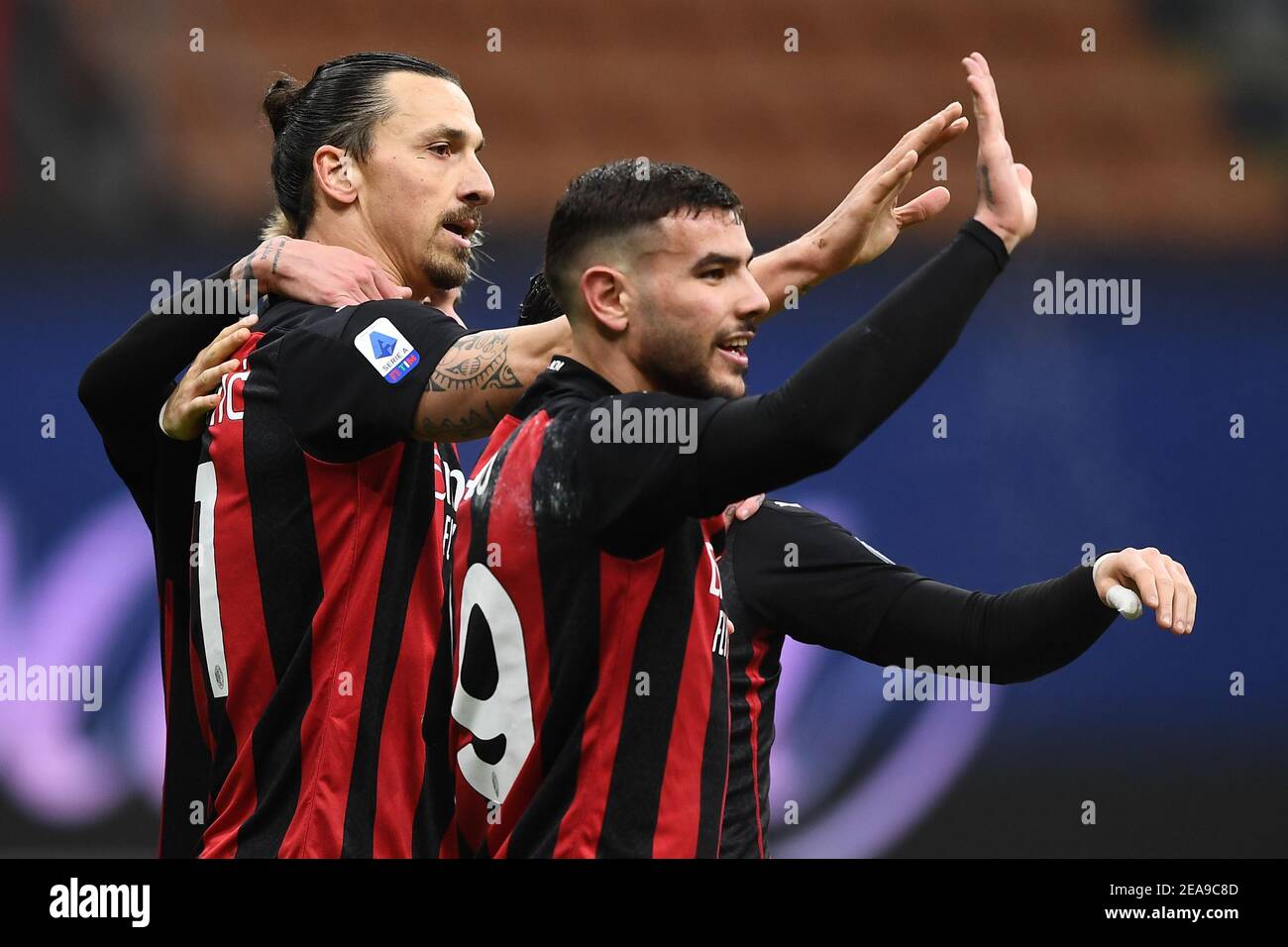 Zlatan Ibrahimovic of AC Milan celebrates after scoring the goal of 2-0 ...