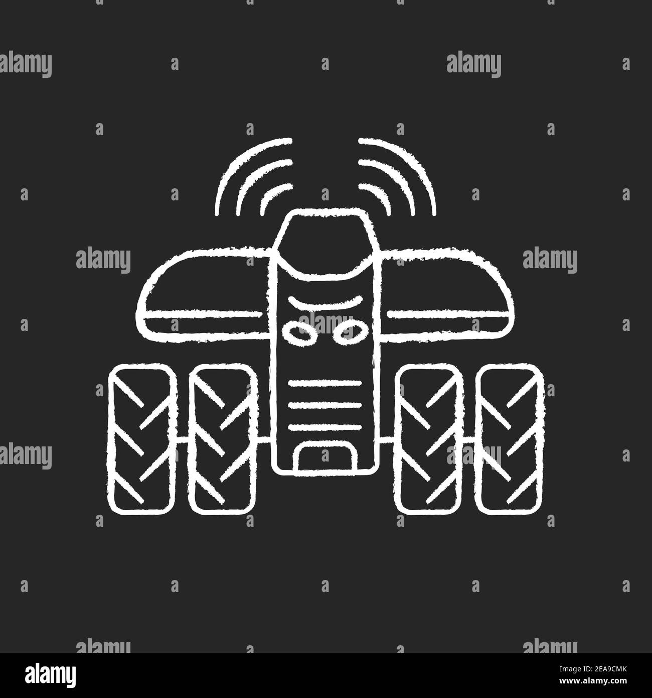 Driverless tractors chalk white icon on black background Stock Vector ...