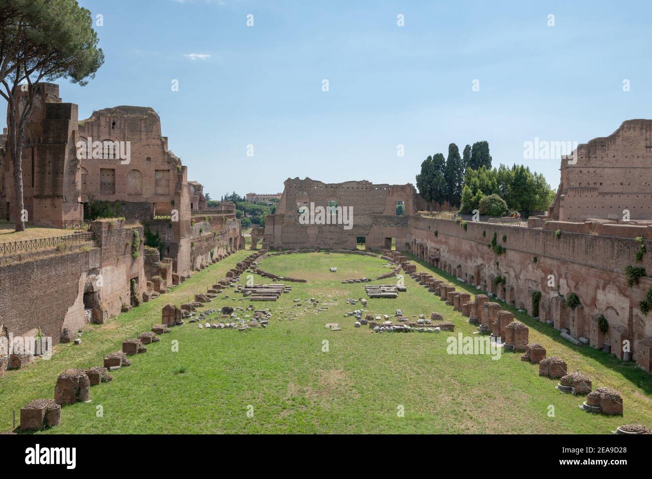 Rome, Italy - June 20, 2018: Panoramic view of The Circus Maximus ...