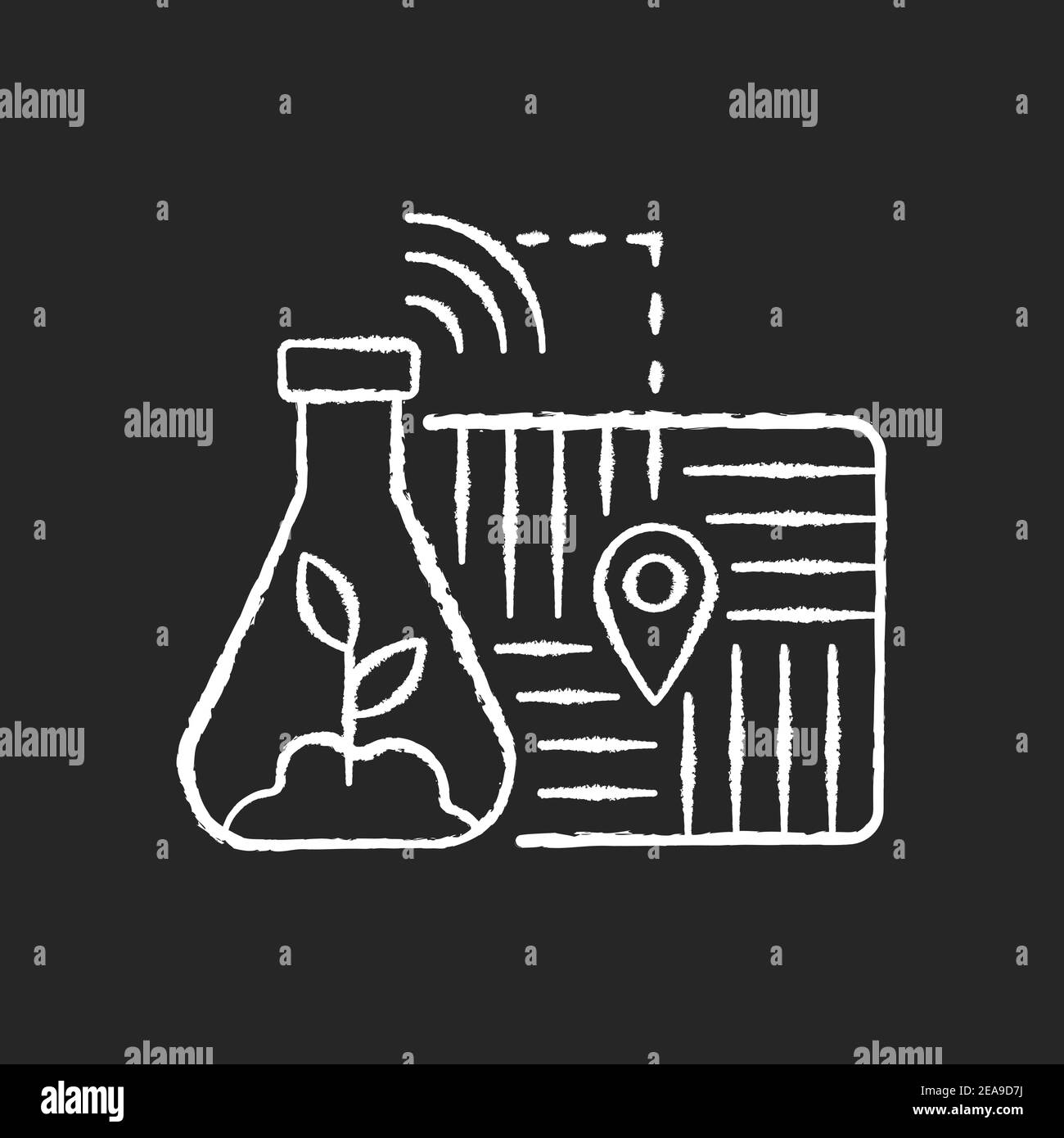 GPS soil sampling chalk white icon on black background Stock Vector ...