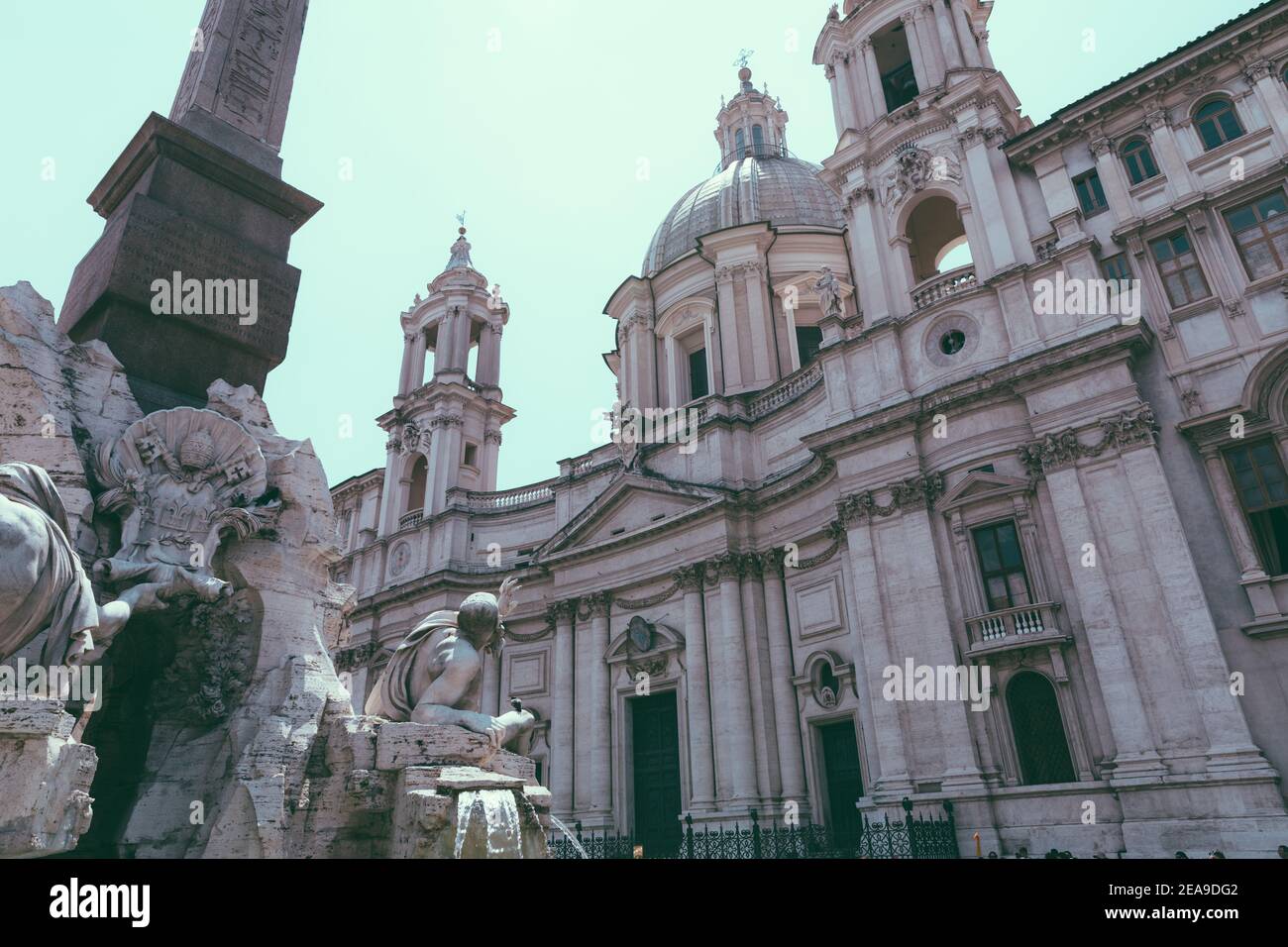 Panoramic view of church Sant'Agnese in Agone, also called Sant'Agnese ...