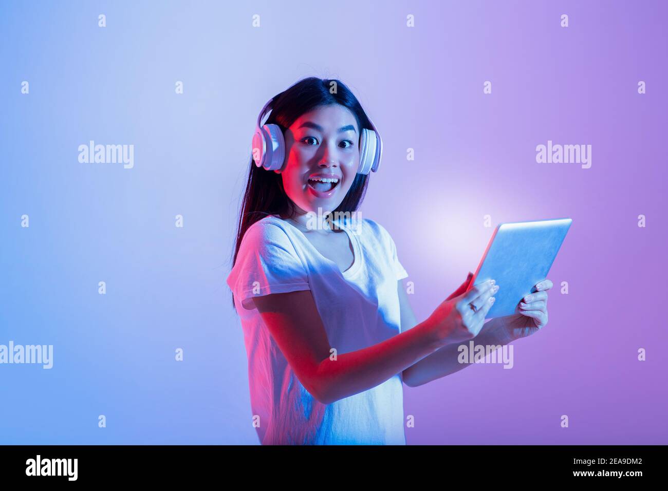 Human emotions of success, online win and modern gadgets Stock Photo ...