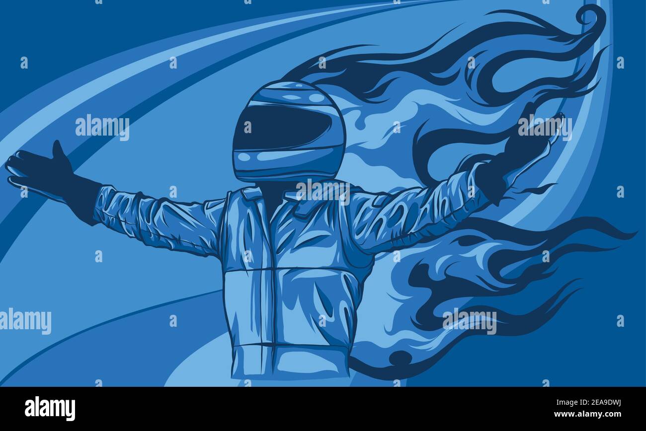 Illustration Featuring a Man in a Racing Suit With a Helmet Stock ...