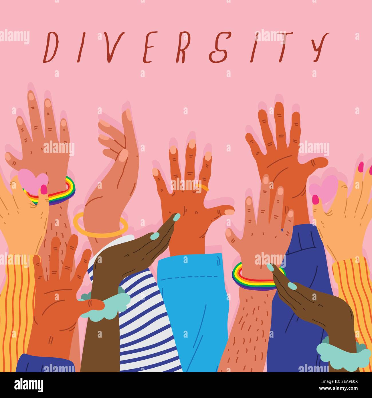 diversity hands humans up and lettering vector illustration design ...