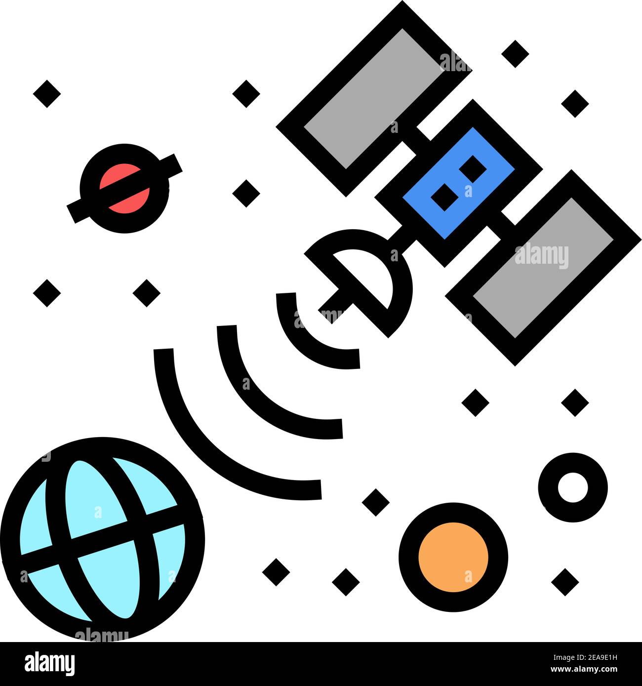 satellite sending signal on earth color icon vector illustration Stock ...