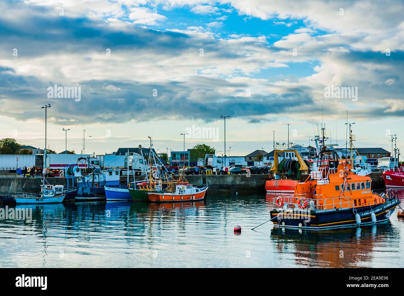 Fishing boats docked at the pier, Howth Fishery Harbour. Howth, County ...