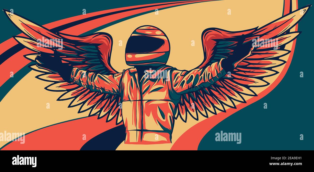 standing racer in helmet with hands on waist vector illustration Stock ...