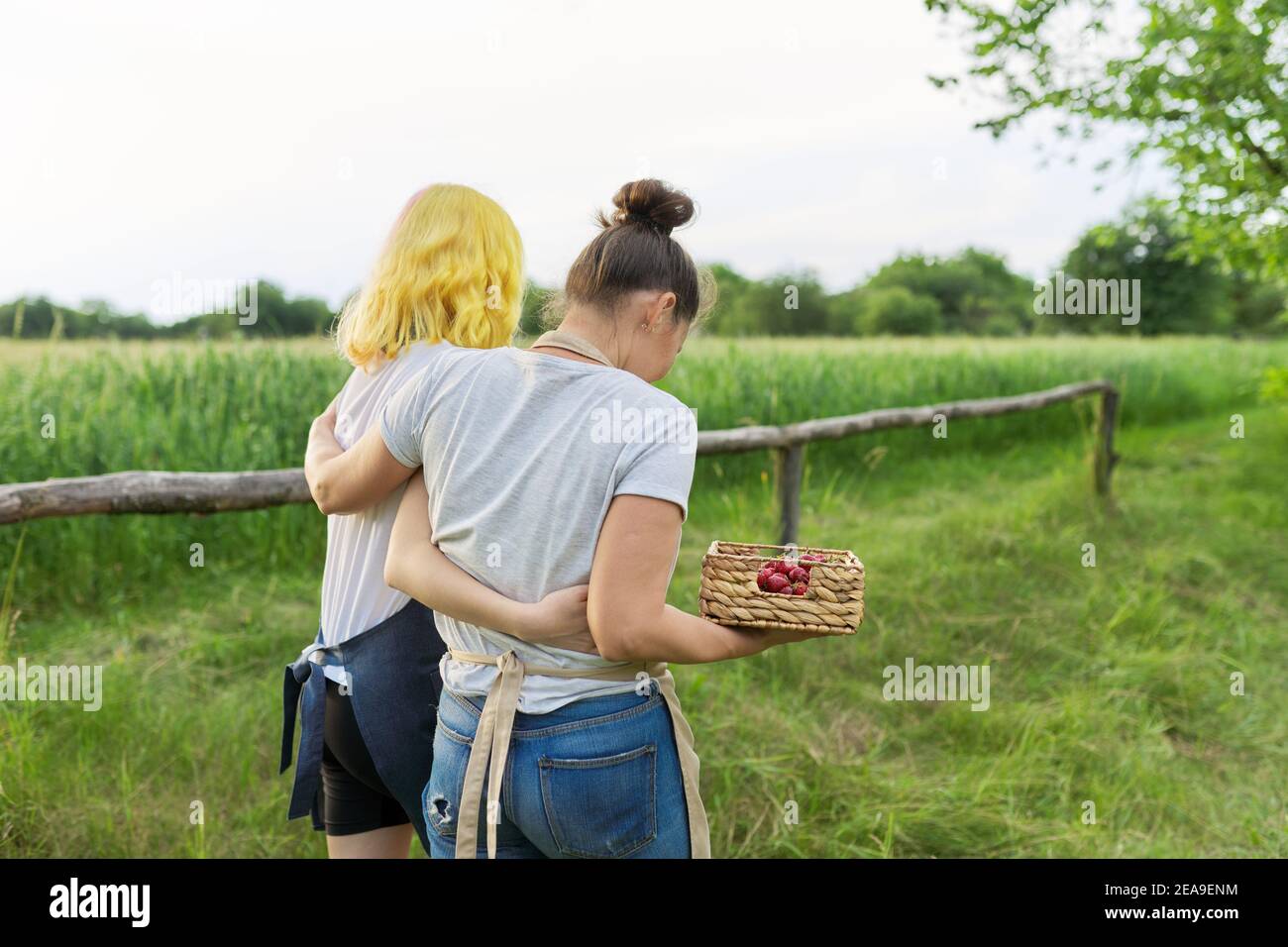 Farmer hugging daughter in field hi-res stock photography and images ...
