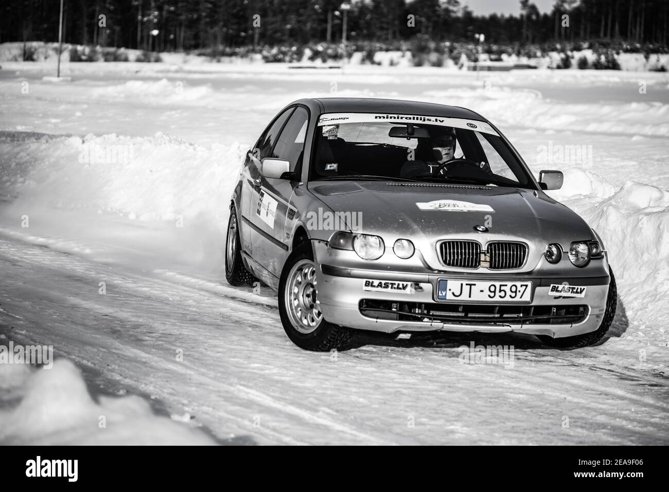01-02-2021 Riga, Latvia Drift car, Car wheel drifting and smoking on ...