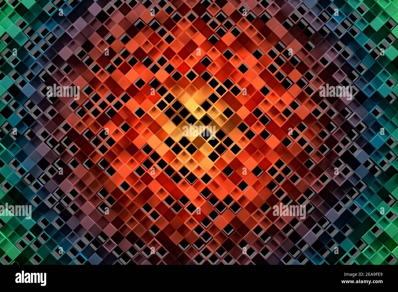 Abstract geometric pattern or background made of chaotic square surface ...