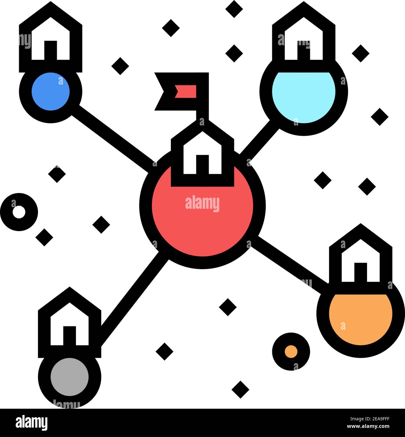 planets colonization and transport communication color icon vector ...
